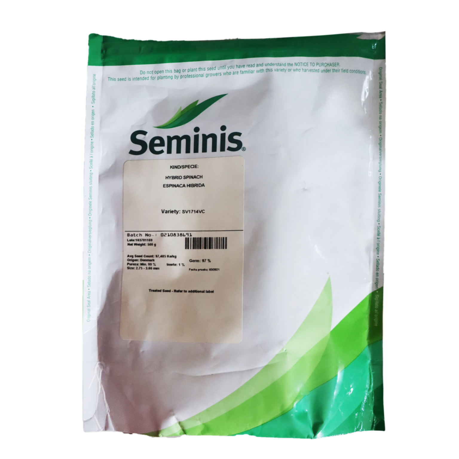 ESPINACA HIBRIDA SV1714 SEMINIS - Agro Karina